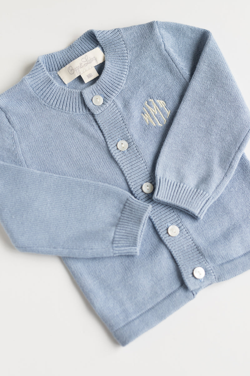 Shop Soft Dusty Blue Baby Cardigan | Cygnet Living