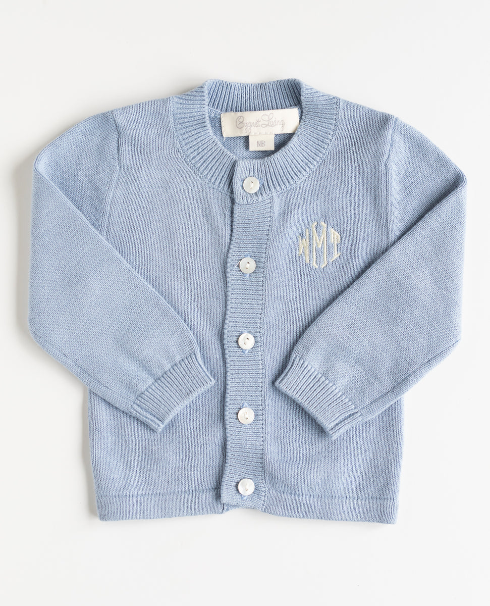 Shop Soft Dusty Blue Baby Cardigan | Cygnet Living