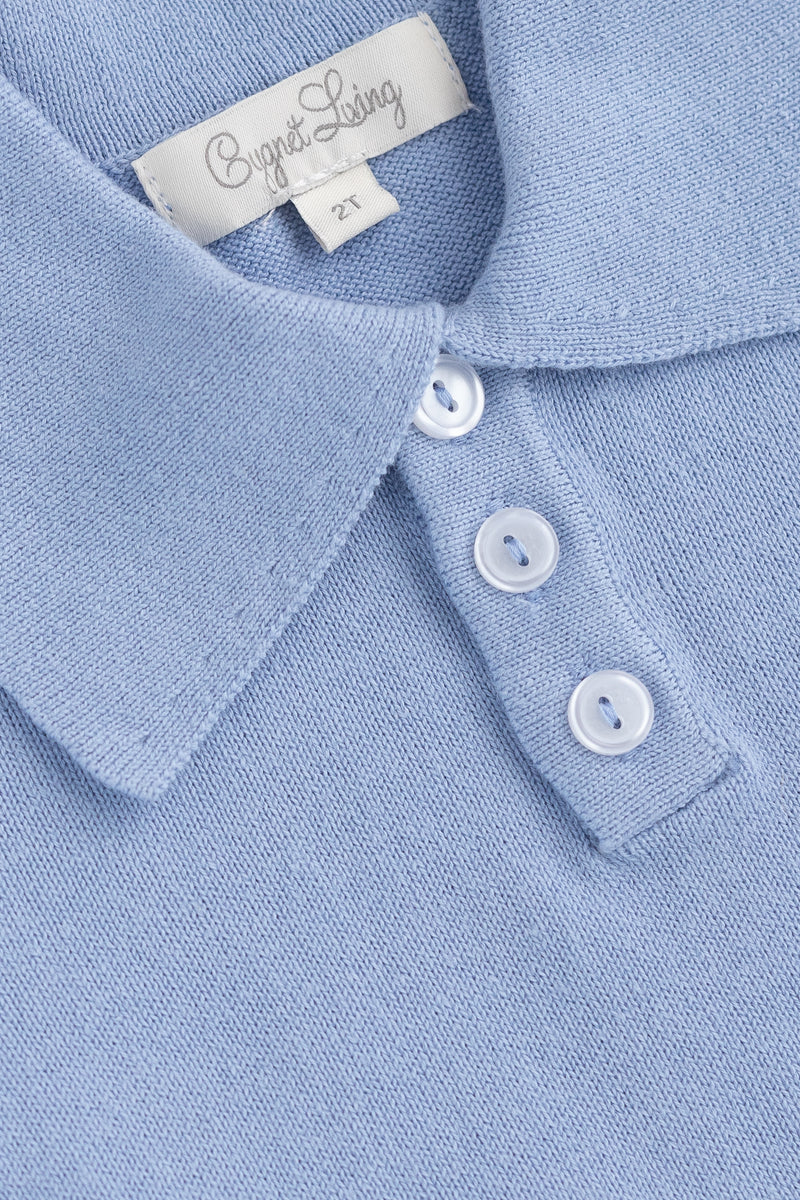 Boys Knitted Polo Shirt DUSTY BLUE | Cygnet Living