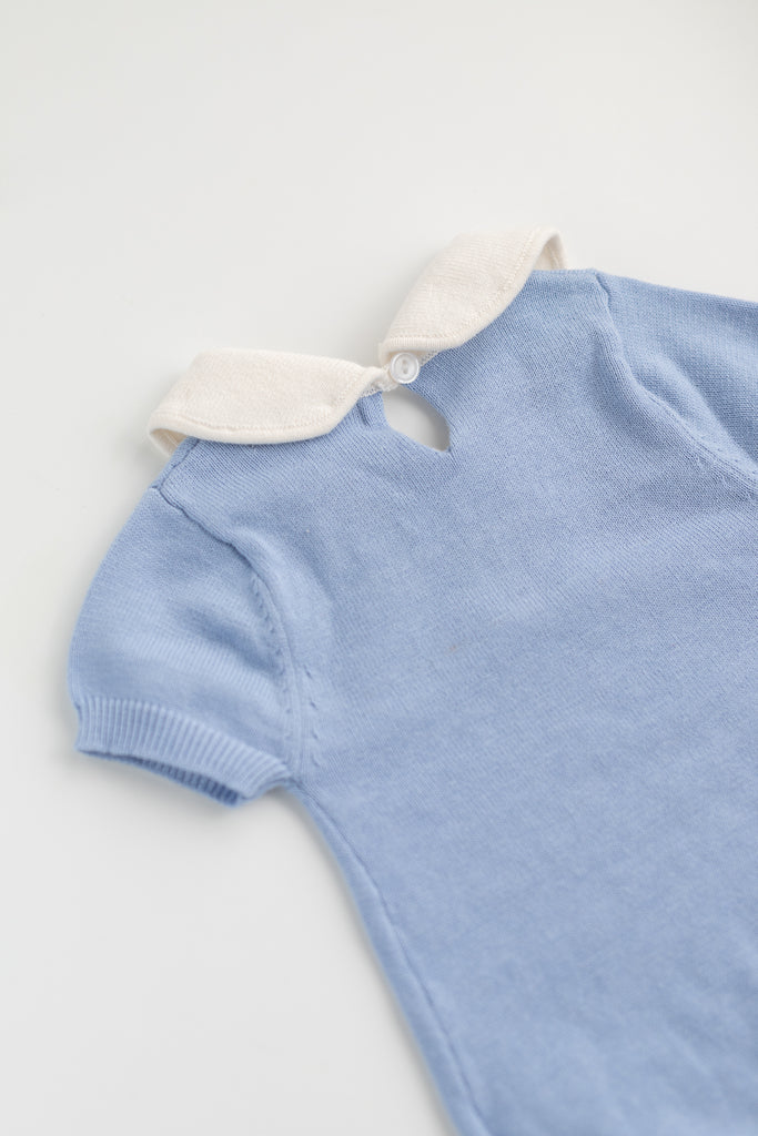 Dusty Blue Knit Romper | Cygnet Living