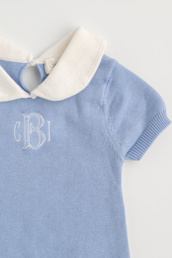 Dusty Blue Knit Romper | Cygnet Living